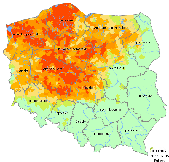 SMSR - Mapy zagrożenia suszą 2023-05-01 - 2023-06-30 Kukurydza na kiszonkę