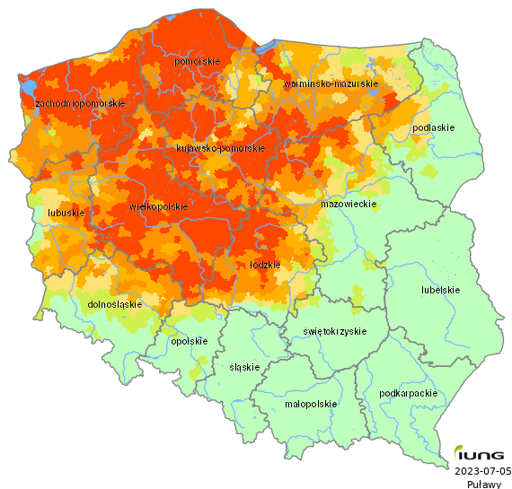 SMSR - Mapy zagrożenia suszą 2023-05-01 - 2023-06-30 Rośliny strączkowe
